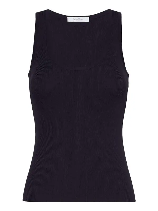 Max Mara Fitted Ribbed Viscose Crepe Top - Black