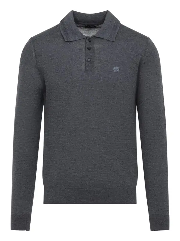 Etro Fuji Knitted Polo - Gray
