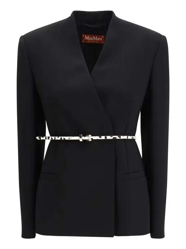 Max Mara Double-breasted Cady Jacket With Belt - Black