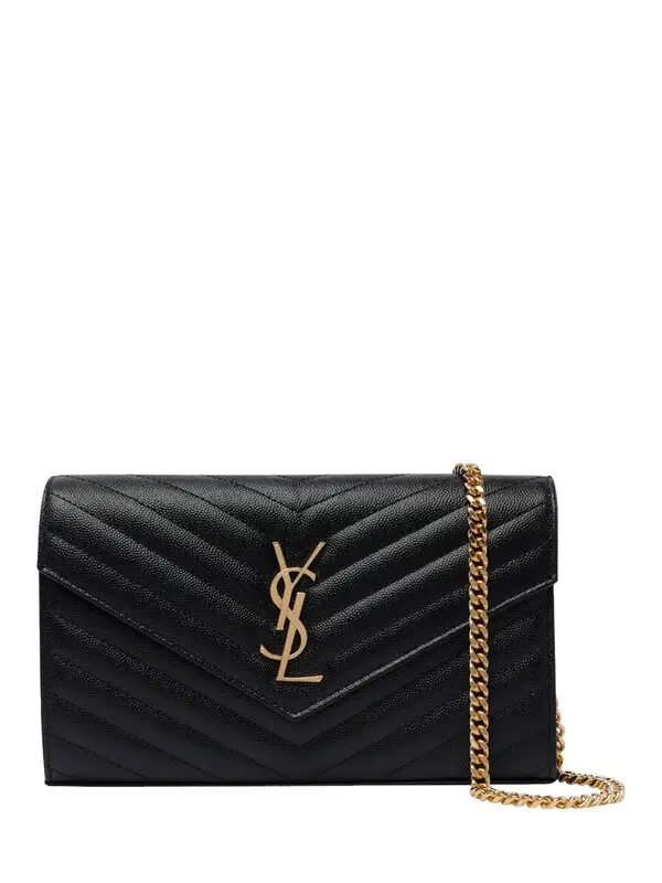 Saint Laurent Cassandre Classic Chain Pouch - Black