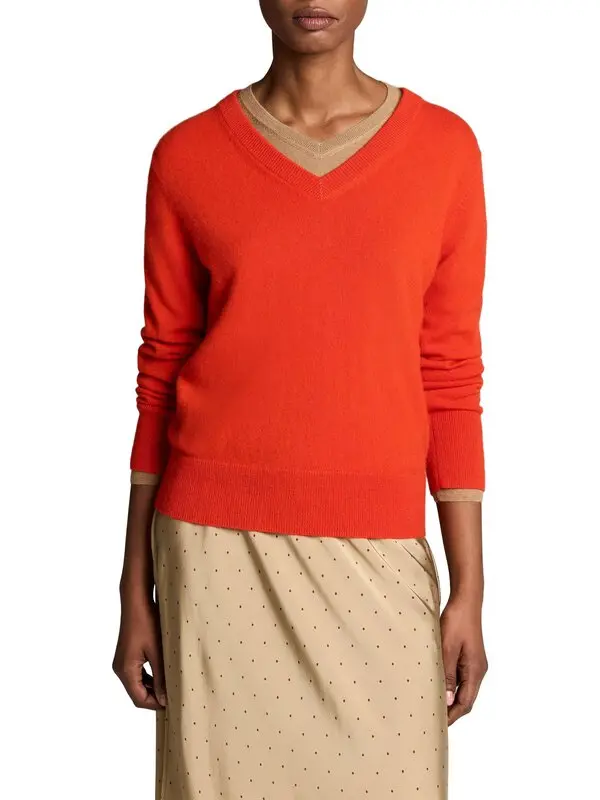 Vince Cashmere V-neck Sweater - Crimson