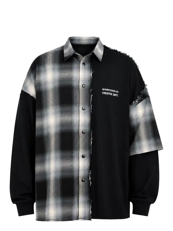 MYSIMPLICATED Black / Grey Fracture Oversized Shirt - Black/grey