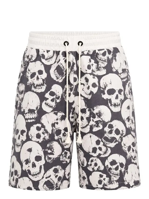 MYSIMPLICATED Echoes Skull Print Bermuda Shorts - Grey/white