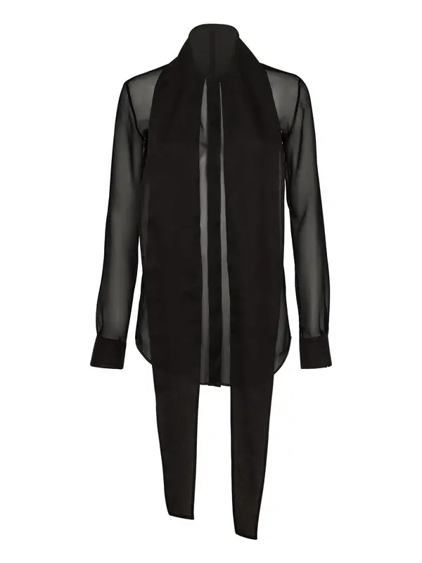 Dsquared2 Silk Chiffon Pussy Bow Shirt - Black
