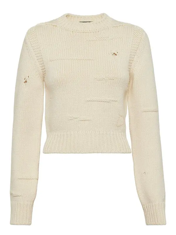 Dsquared2 Wool Links Stitch Cropped Jumper - Beige