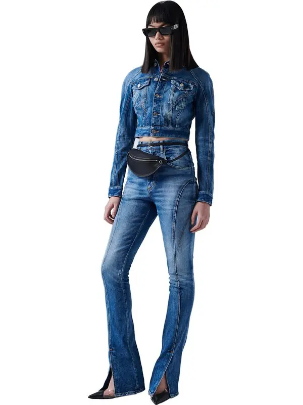 Dsquared2 Icon Medium Wash High Waist Trumpet Jeans - Blue