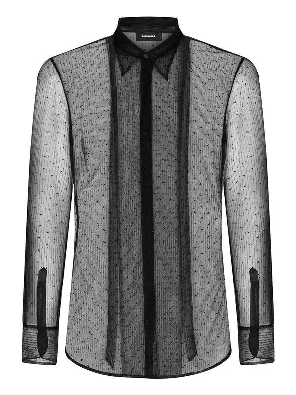 Dsquared2 Evening See Through Bow Shirt - Black
