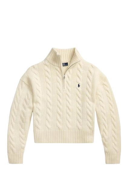Polo Ralph Lauren Cable Knit Mock Neck Pullover - Authentic Cream