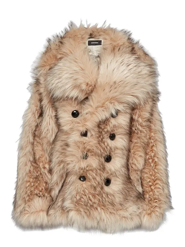 Dsquared2 Maxi Faux Fur Wolf Coat - Fantasy