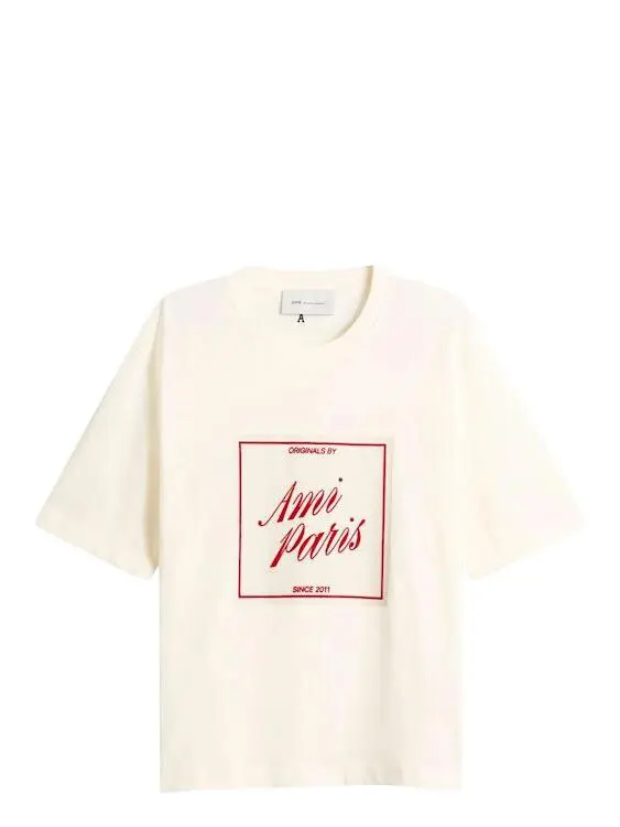 AMI Paris De Coeur Heritage Print T-shirt - Cream