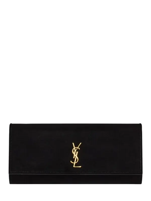 Saint Laurent Kate Clutch In Velvet - Black