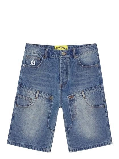 GODSPEED Twin Panel Denim Shorts - Blue
