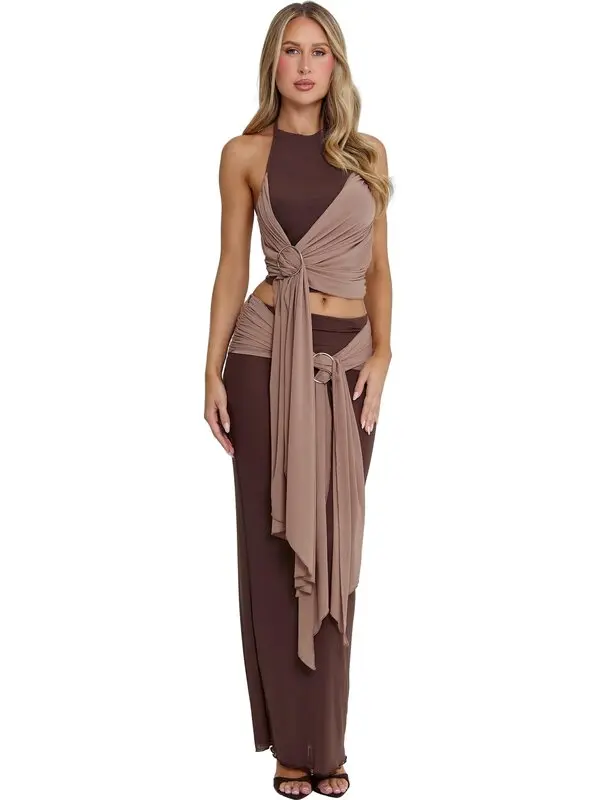 OUTCAST Nerina Halter Neck Top - Brown