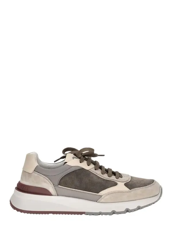 Brunello Cucinelli Leather Lace-up Sneakers - Grey