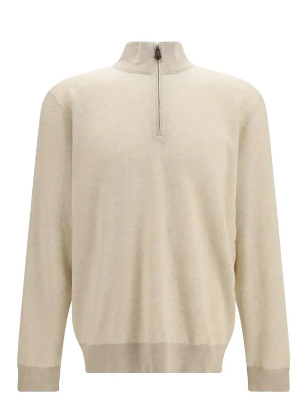 Loro Piana Roadster Cashmere Quarter Zip Sweater - Cream