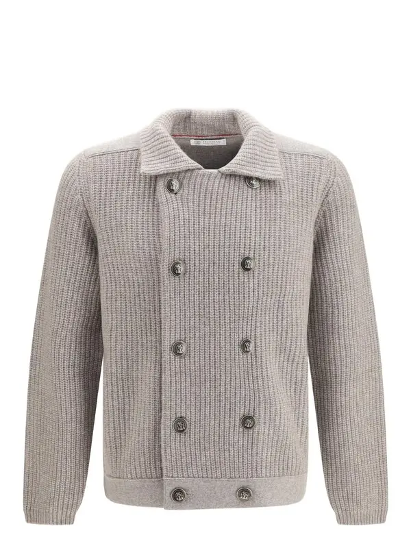Brunello Cucinelli English Rib Cashmere Cardigan - Grey