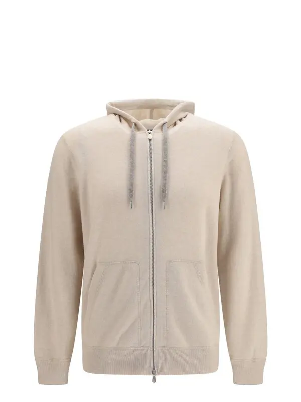 Brunello Cucinelli Cashmere Zip-up Hoodie - Beige