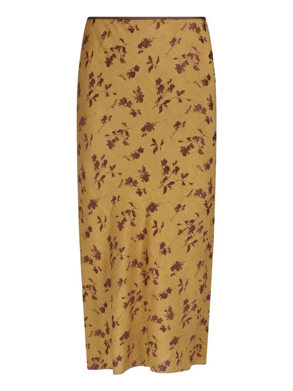 Dries Van Noten Multicolor Viscose Printed Midi Skirt - Yellow