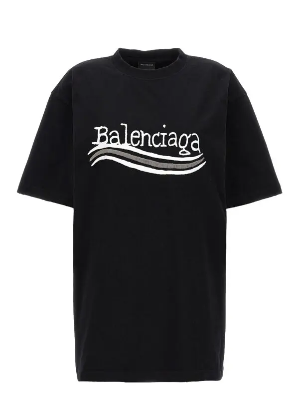 Balenciaga Logo Printed Large-fit T-shirt - Black