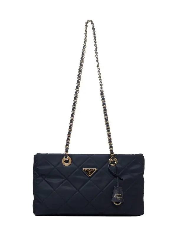 Prada Quilted Chain-linked Shoulder Bag - Black
