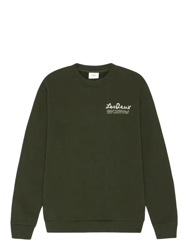 LES DEUX Graphic Print Crewneck Sweater - Green