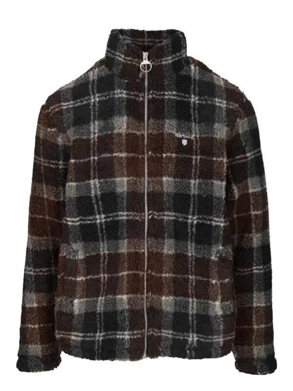 Barbour Plaid Fleece Zip-up Jacket - Black