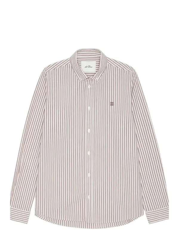 LES DEUX Striped Embroidered-logo Shirt - White