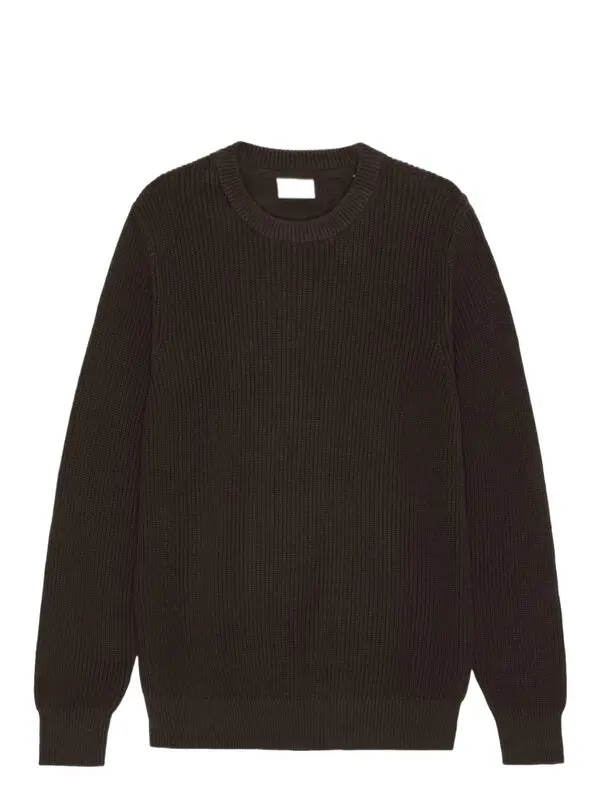 LES DEUX Ribbed-knit Crew-neck Sweater - Brown