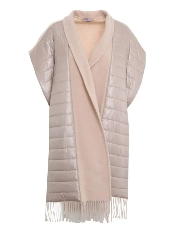 Herno Cape-style Jacket With Shawl Collar And Tasseled Hem - Beige