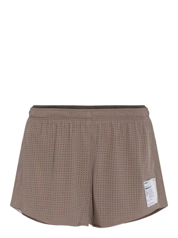 Satisfy Space O Perforated Performance Shorts - Brown