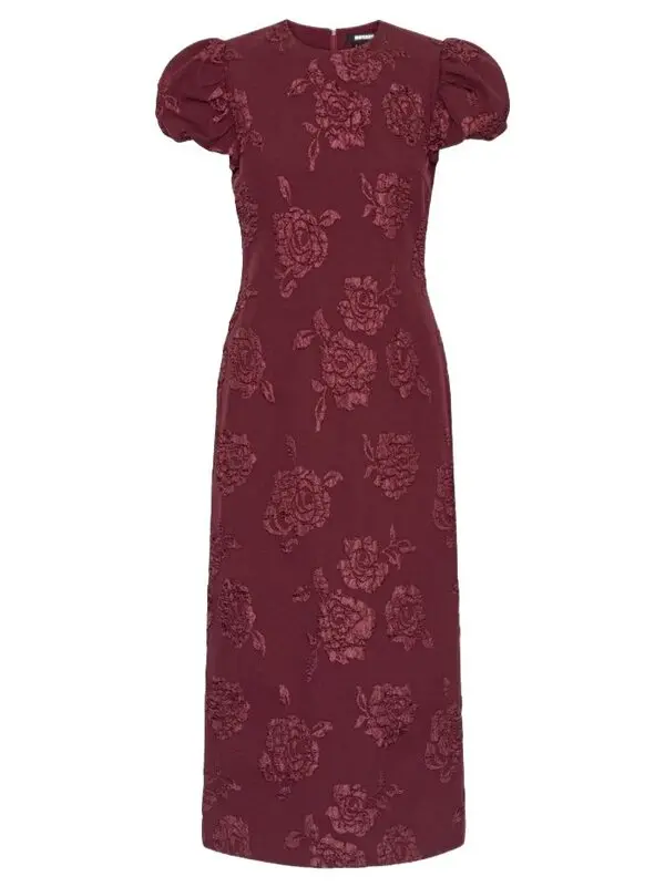 ROTATE BY BIRGER CHRISTENSEN Jacquard Midi Puffy Dress - Red