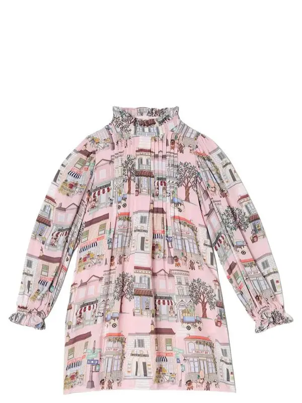 Fendi Printed Crêpe De Chine Dress - Pink
