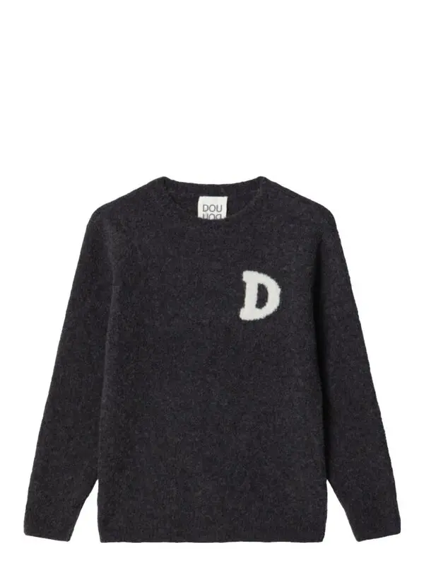 DOUUOD Long Sleeve Crew Neck Sweater With 'd' Logo - Ebony