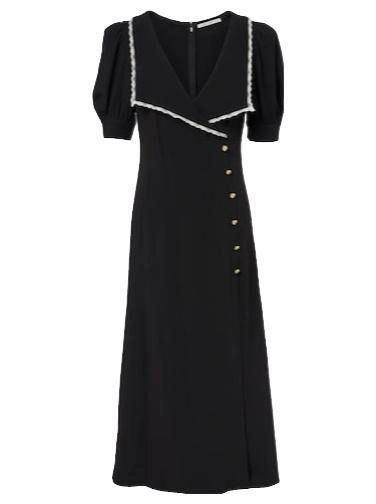 Alessandra Rich Lace-trimmed Cady Midi Dress - Black