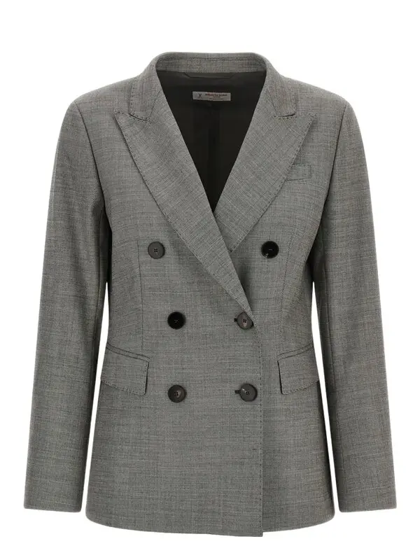 Alberto Biani Double-breasted Blazer With Peak Lapels - Gray