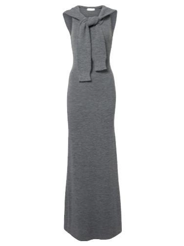 AYA MUSE Vao Knitted Maxi Dress With Knotted Detail - Grey
