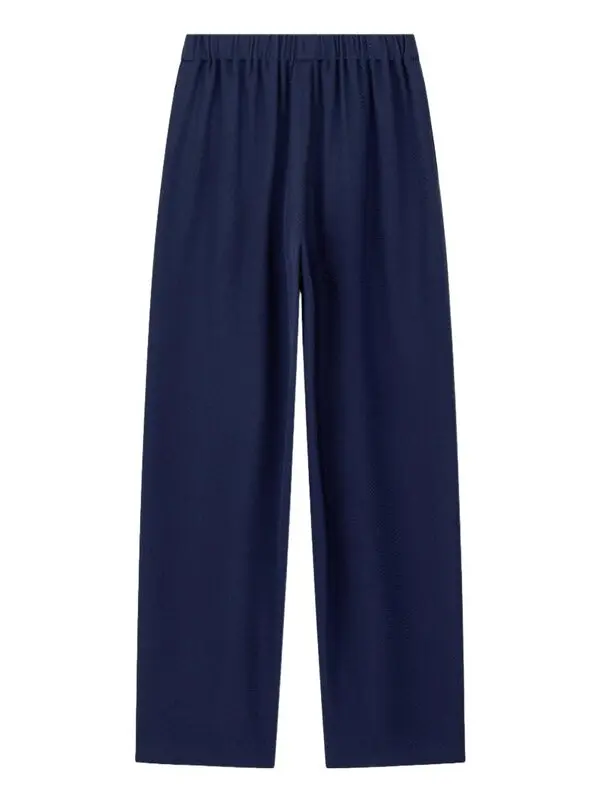 Emporio Armani Crepe Gabardine Wide Leg Pants - Blue