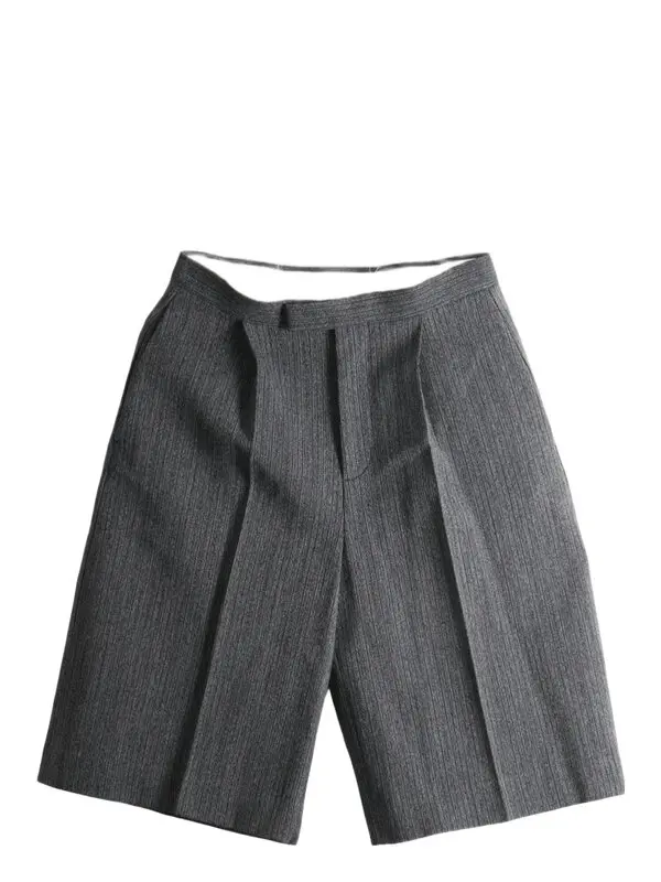 MAISON MARGIELA Striped Wool Blend Tailored Shorts - Grey