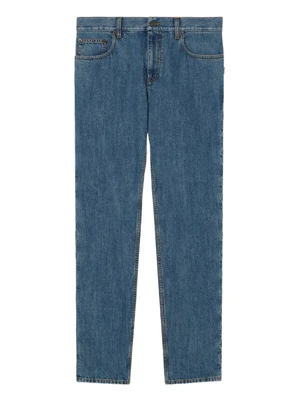 Burberry Logo Patch Jeans - Mid Blue