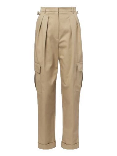 MUGLER Pleated Cotton-blend Cargo Pants - Beige