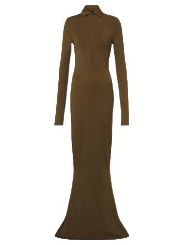 MUGLER Wool-blend Jersey Polo Maxi Dress - Green