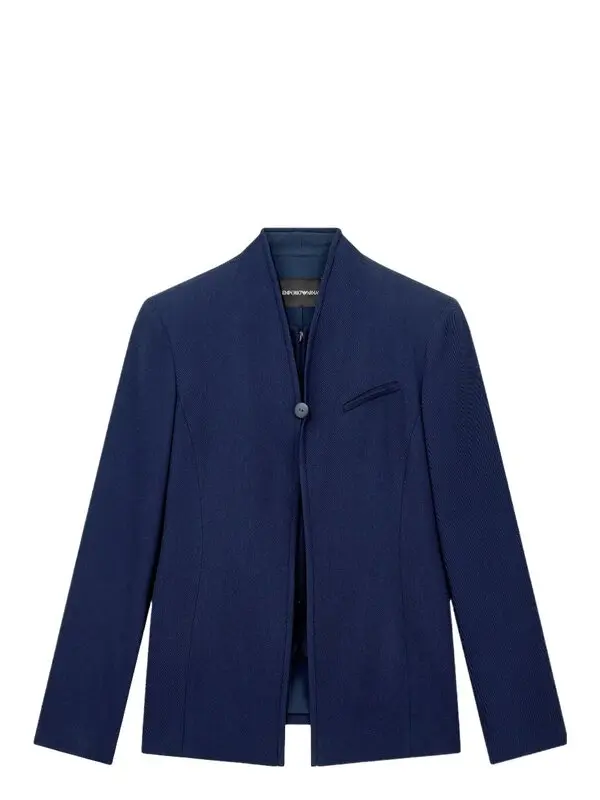 Emporio Armani Crepe Gabardine Jacket With Signature Bib - Blue