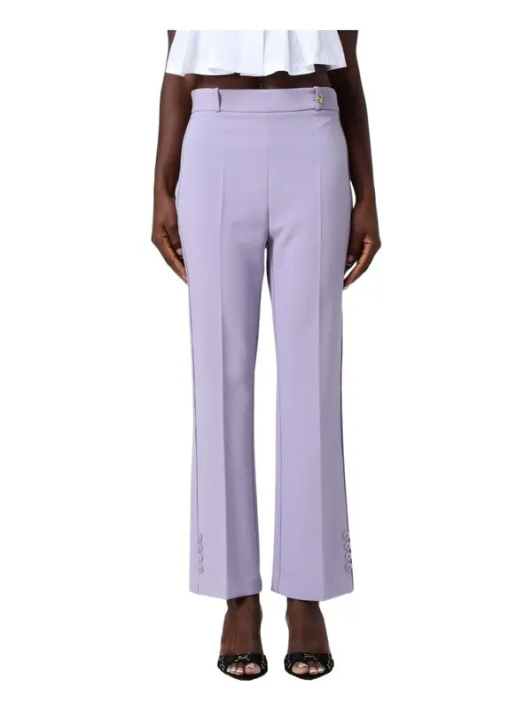 Elisabetta Franchi Crepe Button Trousers - Purple
