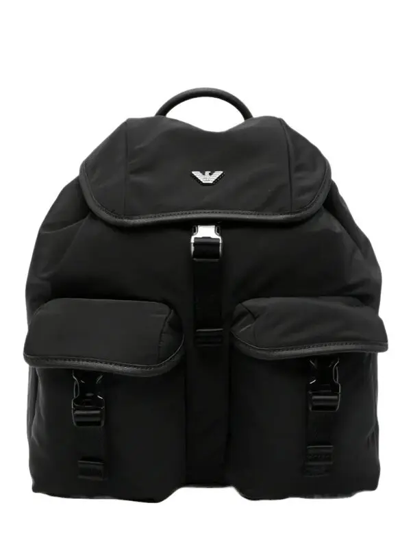 Emporio Armani Flap Pocket Backpack - Black