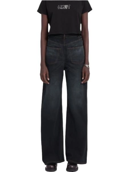 MAISON MARGIELA Wide-leg Twisted Jeans - Dark Blue