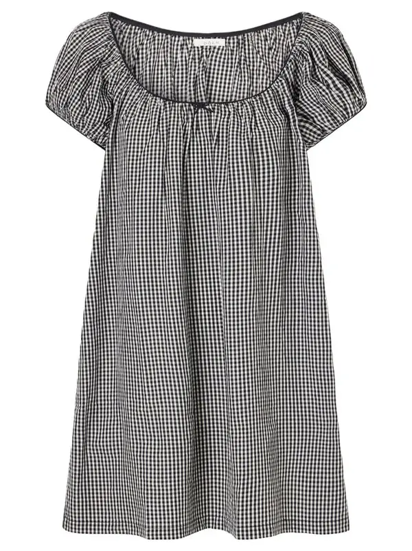 DÔEN Julia Gingham Organic Cotton-poplin Mini Dress - Gray