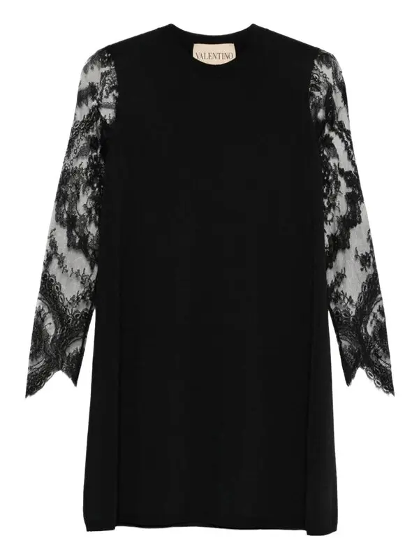 Valentino Garavani Lace-sleeve Mini Dress - Black