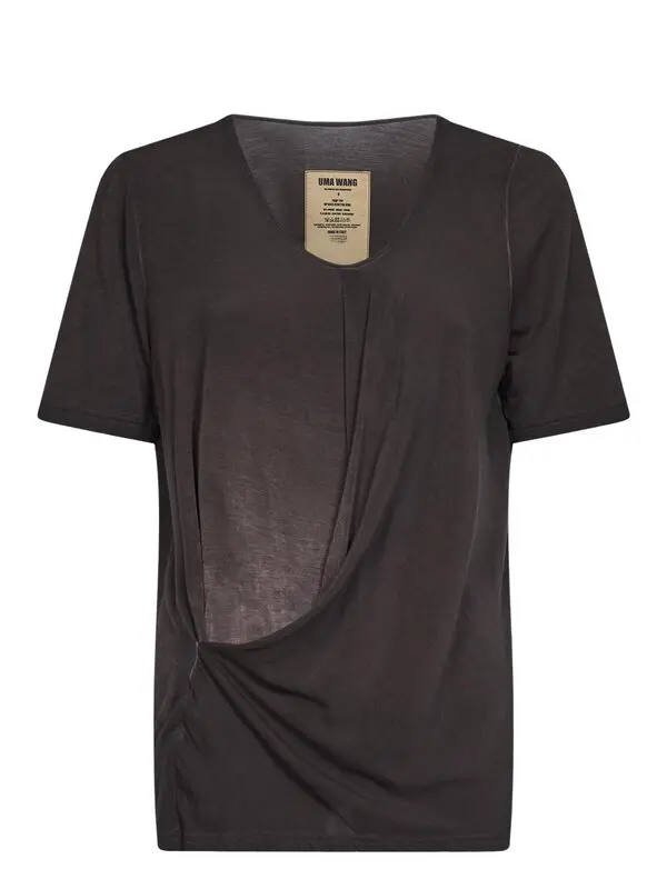 UMA WANG Short Sleeve T-shirt With Round Neck And Pleated Design - No