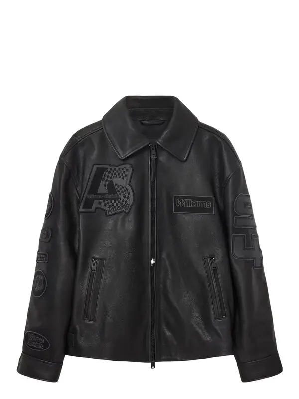 ALLSAINTS Leather Long Sleeve Zip Up Jacket - Black