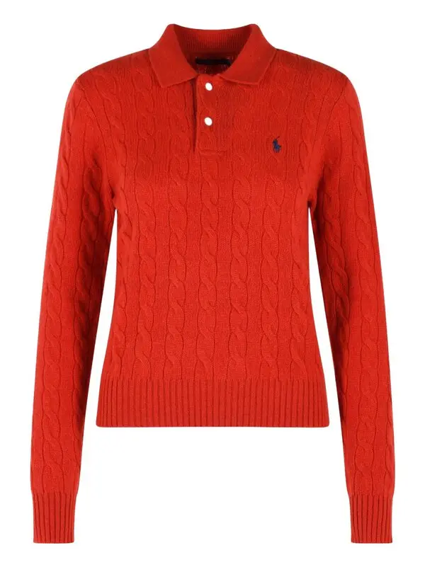 Polo Ralph Lauren Cable Knit Polo Shirt - Red